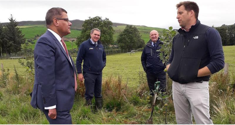 Egg producer Llyr Jones hosts business secretary Alok Sharma on farm ...